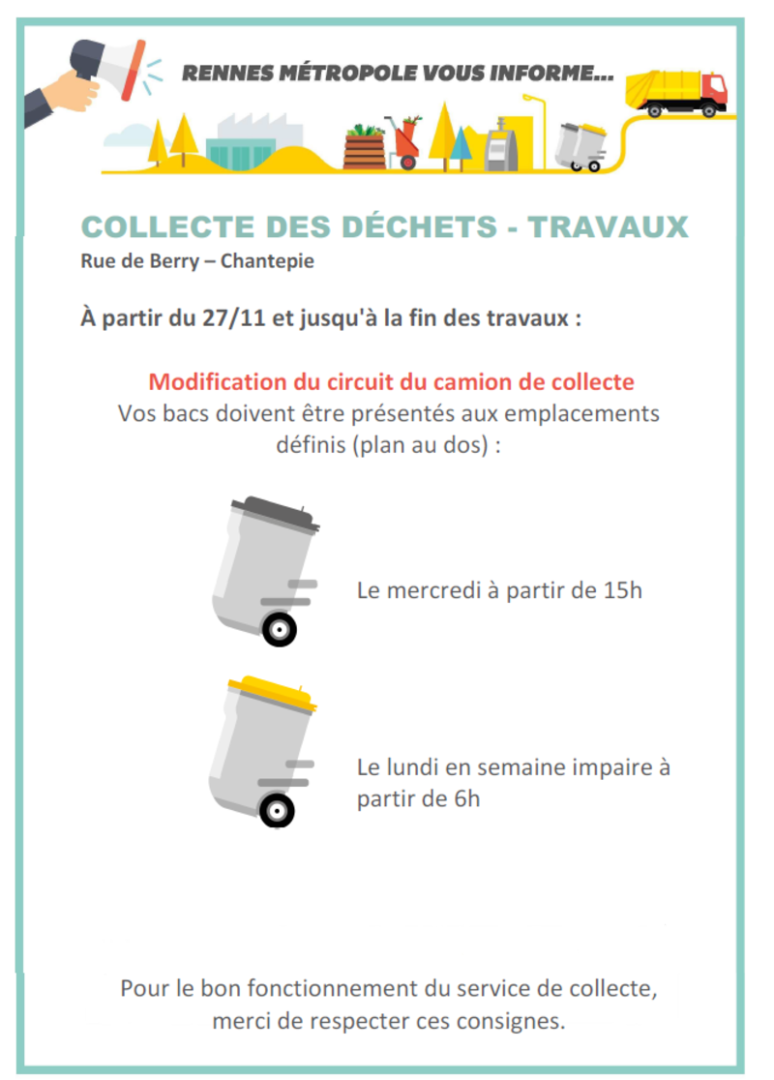 Modification du circuit de collecte des déchets - Ville de Chantepie